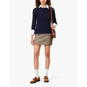 Polo Ralph Lauren Logo-embroidered Cable-knit Wool And Cashmere Jumper - Hunter Navy