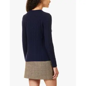 Polo Ralph Lauren Logo-embroidered Cable-knit Wool And Cashmere Jumper - Hunter Navy