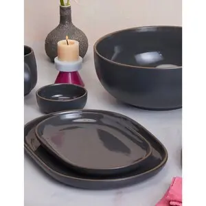 OUR PLACE Gather Ceramic Platters Set Of Two - Char