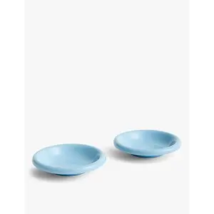 HAY Barro Round Terracotta Bowls Set Of Two - Light Blue