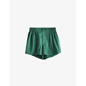 HAY Outline Contrast-trim Cotton Pyjama Shorts - Emerald Green