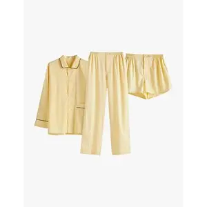 HAY Outline Contrast-trim Cotton Pyjama Shorts - Soft Yellow