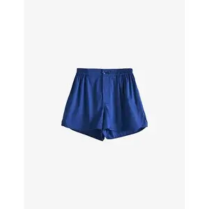 HAY Outline Contrast-trim Cotton Pyjama Shorts - Vivid Blue
