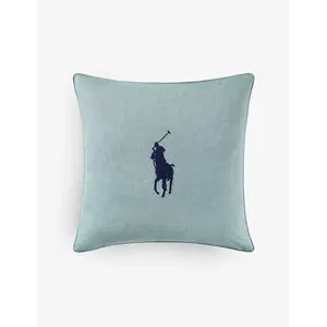Ralph Lauren Oxford Logo-embroidered Cotton Cushion Cover 45cm X 45cm - Evergreen