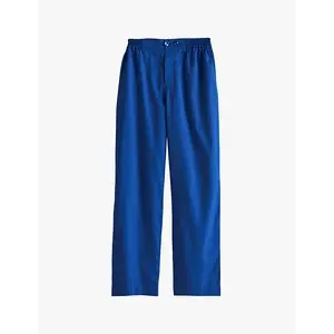 HAY Outline Contrast-trim Cotton Pyjama Trousers - Vivid Blue