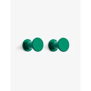 HAY Bolt Round Powder Coated-steel Wall Hooks Pack Of Two - Green