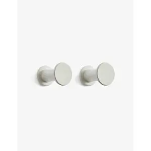 HAY Bolt Round Powder Coated-steel Wall Hooks Pack Of Two - Light Grey