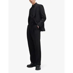 Hugo Logo-embroidered Slim-fit Stretch-cotton Shirt - Black