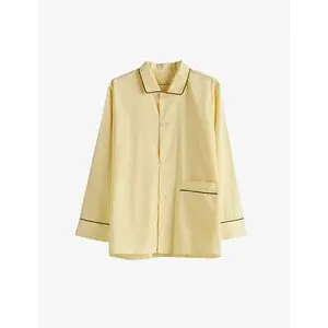 HAY Outline Contrast-trim Cotton Pyjama Shirt - Soft Yellow