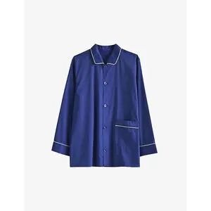 HAY Outline Contrast-trim Cotton Pyjama Shirt - Vivid Blue