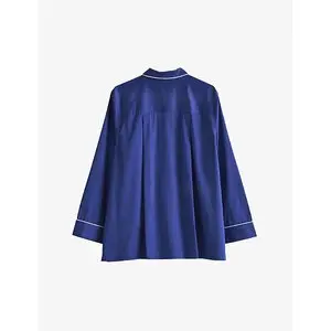 HAY Outline Contrast-trim Cotton Pyjama Shirt - Vivid Blue