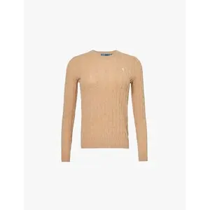 Polo Ralph Lauren Logo-embroidered Cable-knit Jumper - Collection Camel Melange