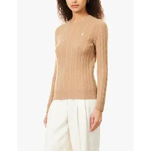 Polo Ralph Lauren Logo-embroidered Cable-knit Jumper - Collection Camel Melange