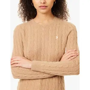 Polo Ralph Lauren Logo-embroidered Cable-knit Jumper - Collection Camel Melange