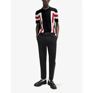 Hugo Button-neck Short-sleeve Stripe Cotton Polo