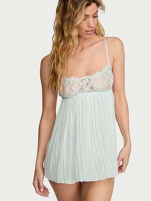 Victoria's Secret Dream Angels Dare To Lace Pleated Babydoll Set - Blue
