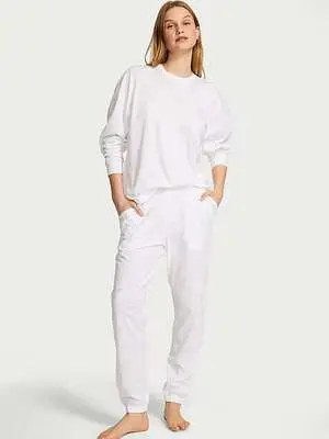 Victoria's Secret 100% Cotton Shine Long Pajama Set - White,ivory
