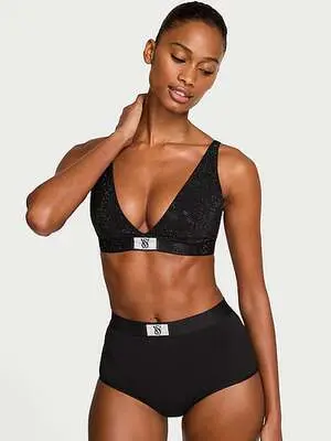 Victoria's Secret The T-shirt Shine Cotton Wireless Plunge Bralette - Black