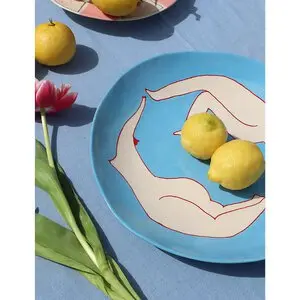 LAETITIA ROUGET Swimmers Hand-painted Stoneware Fruit Platter 36cm
