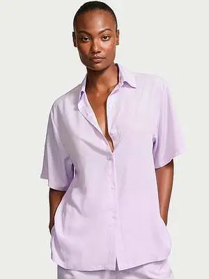 Victoria's Secret Luxe Crepe Short-sleeve Sleepshirt - Purple