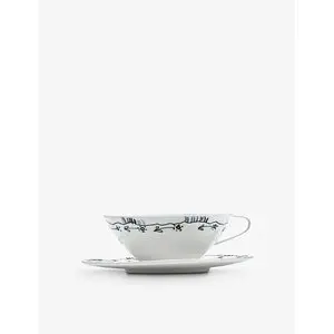 SERAX X Marni Anemone Milk Flower-motif Bone-chine Tea Cup And Saucer Set Of Two - One-color