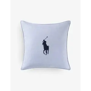 Ralph Lauren Oxford Logo-embroidered Cotton Cushion Cover 45cm X 45cm - Blue