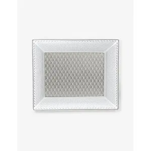 Christofle Malmaison Platinum-trim Porcelain Trinket Tray 20cm