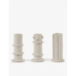 SERAX 03 Molly Stoneware Candle Holders Set Of Three - Beige