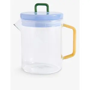 HAY Brew Contrast-handle Glass Pot - Jade Light Blue