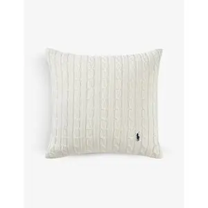 Ralph Lauren Polo Player Logo-embroidered Cotton Cushion Cover 45cm X 45cm - White