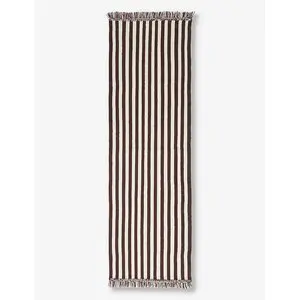 HAY Stripes And Stripes Fringed Wool And Cotton-blend Rug 200cm X 60cm - Cream