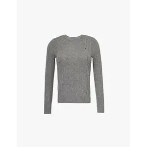 Polo Ralph Lauren Logo-embroidered Cable-knit Wool And Cashmere Jumper - Battalion Grey Heather