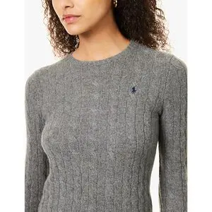 Polo Ralph Lauren Logo-embroidered Cable-knit Wool And Cashmere Jumper - Battalion Grey Heather