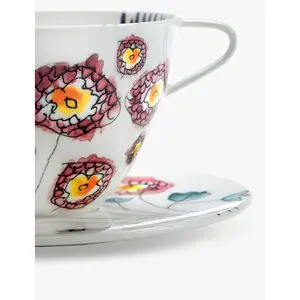 SERAX X Marni Anemone Milk Flower-motif Bone-china Cappuccino Cup And Saucer Set Of Two