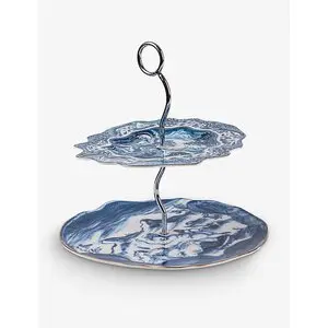SELETTI Acid Graphic-pattern Distorted Porcelain Cake Stand 28cm