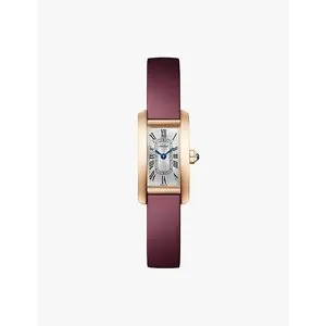 CARTIER Tank Américaine Mini 18ct Rose-gold And Leather Quartz Watch - Rose Gold