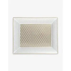 Christofle Malmaison Platinum-trim Porcelain Trinket Box 20cm