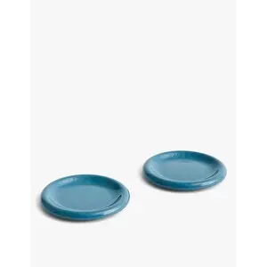 HAY Barro Round Terracotta Plates Set Of Two Dark Blue