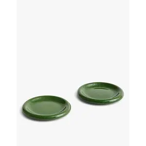 HAY Barro Round Terracotta Plates Set Of Two Green