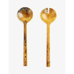 SOHO HOME Henrietta Marble-effect Resin Salad Servers Set Of Two - Brown