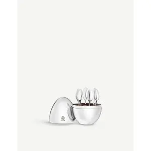 Christofle Mood Espresso Silver-plated Spoons In Silver-plated Egg Set Of Six - One-color