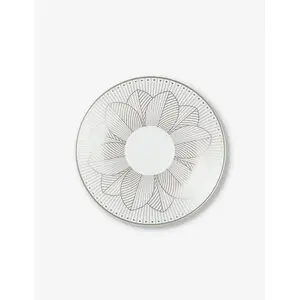 Christofle Malmaison Platinum-trim Porcelain Teacup Set Of Two