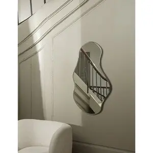 FERM LIVING Pond Organic-shaped Large Chrome-plated Zinc Mirror 110cm