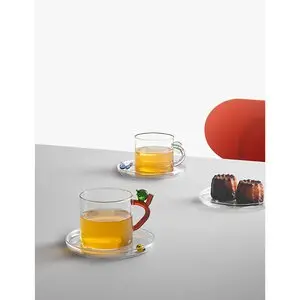 ICHENDORF MILANO Apple And Ladybug Glass Coffee Cup And Saucer Set