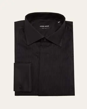 Giorgio Armani Formal Bib Dress Shirt - Solid Black
