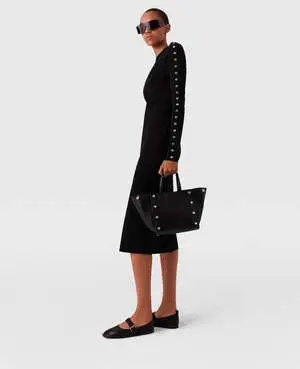Stella McCartney Long-sleeve Leg Slit Midi Dress - Black