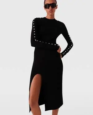 Stella McCartney Long-sleeve Leg Slit Midi Dress