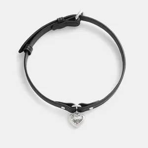 COACH Heart Charm Leather Choker