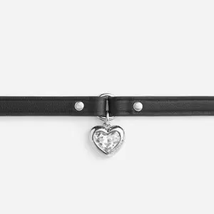 COACH Heart Charm Leather Choker