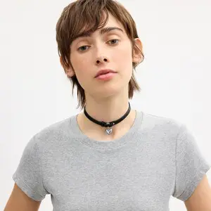 COACH Heart Charm Leather Choker